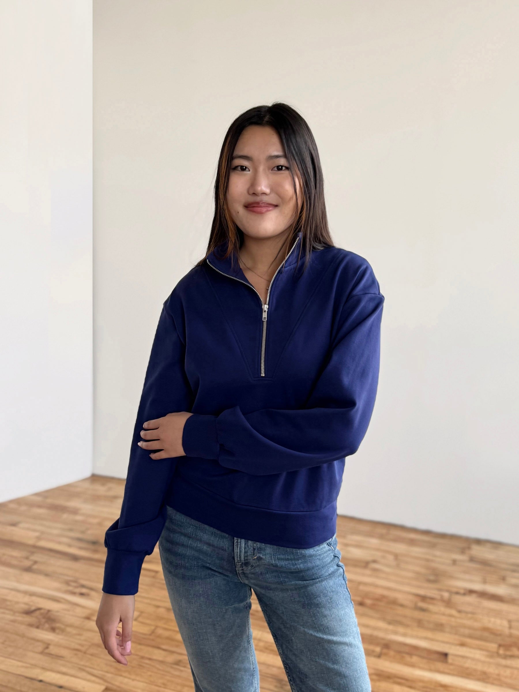 ASHER zip pullover in Bright Navy – Elegantees