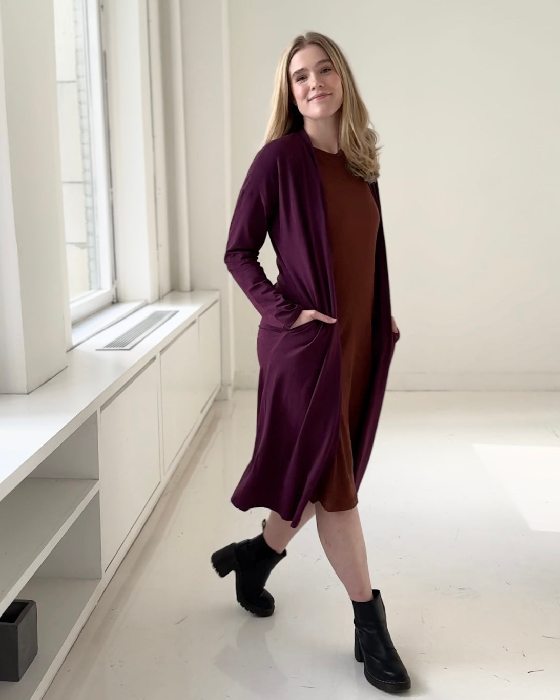MERRITT duster in Eggplant – Elegantees