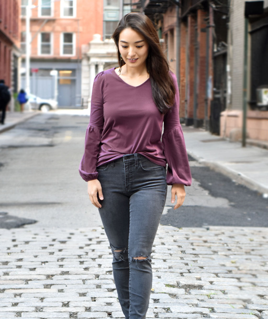 The LUCY top in Aubergine – Elegantees
